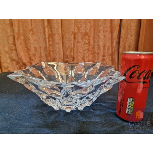 Glass Art, Heavy Clear Crystal Bowl of Lobed Star- Shaped Form with ...