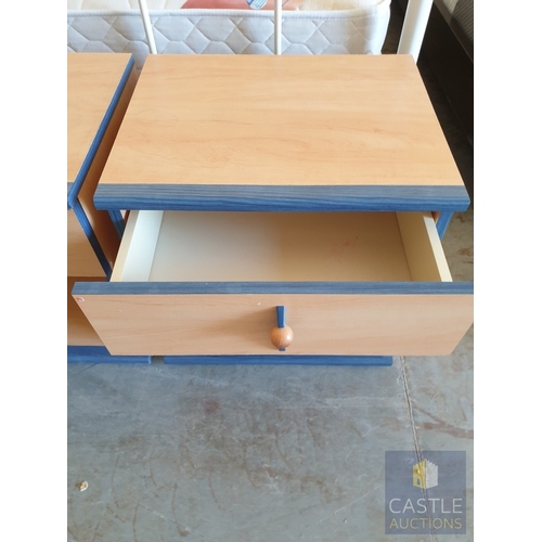 Pair Of Matching Light Wood & Blue Colour Single Drawer With Lower ...
