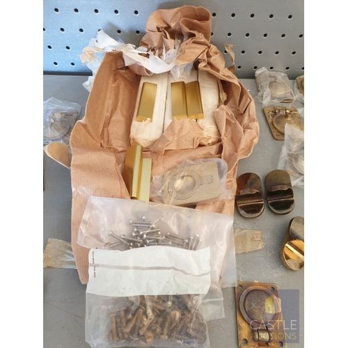 Collection Of Brass Colour Lock Covers, Brackets & Screws Together With ...