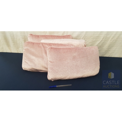 4 x Pink Zipped Cushions With A Silver Sparkle Design. (Approx. 30 x 20cm )