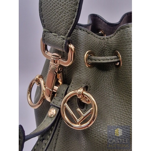 FENDI 'Mon Tresor' Mini Bucket Bag, Crafted in Olive Green Grained ...