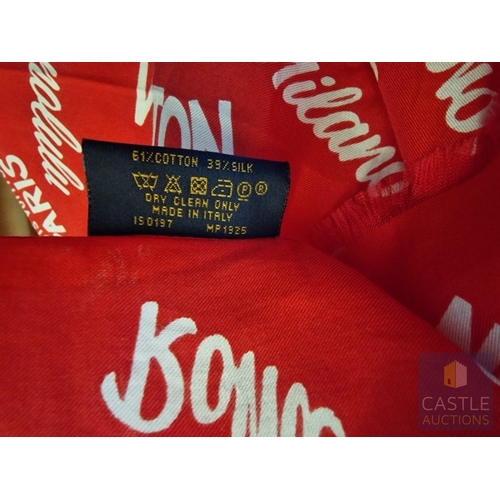 LOUIS VUITTON 'Cities' Scarf, Bright Red Ground with White Printed ...