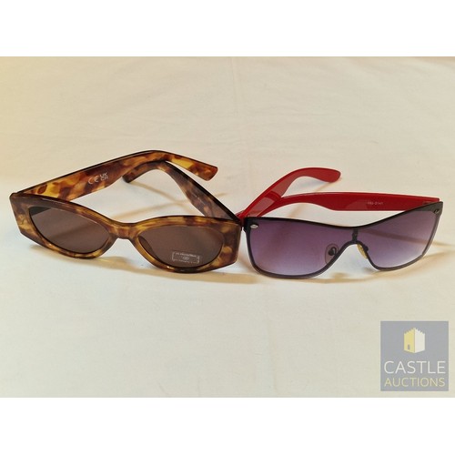 2 x Pairs of Stylish Sunglasses; Tortoiseshell- Effect Rectangle Cat ...