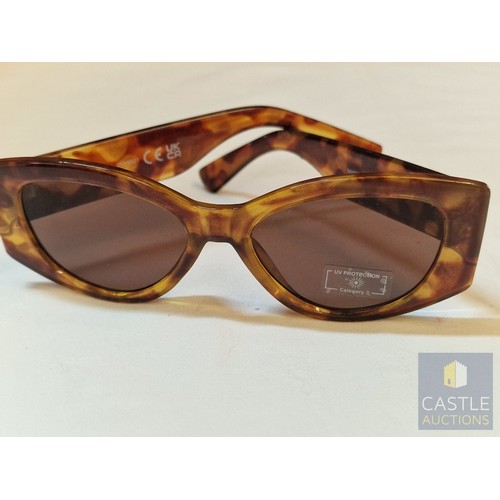 2 x Pairs of Stylish Sunglasses; Tortoiseshell- Effect Rectangle Cat ...