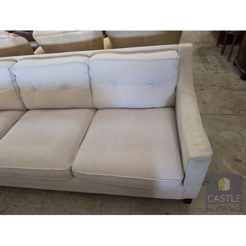 Modern IKEA 'FRÖSLÖV' 3-Seat Sofa, in Beige Fabric, with Button-Tufted ...