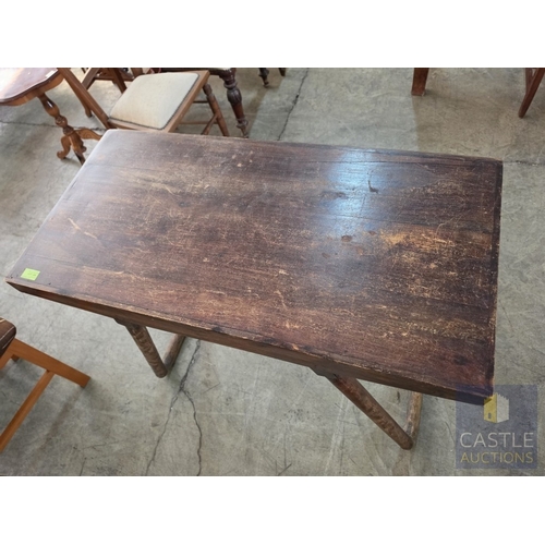 Rustic Farmhouse Style Solid Wood Table / Desk with Angled Wooden Legs ...
