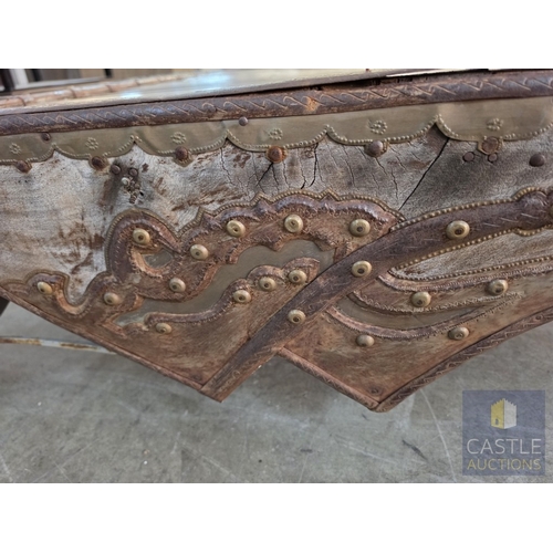 Large Rustic Indian Camel Cart / Moroccan-Style Carved Hardwood Coffee ...
