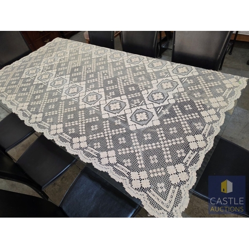 Hand Made Lefkara Style Filet Lace Table Cloth, Rectangular Shape with ...