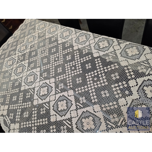 Hand Made Lefkara Style Filet Lace Table Cloth, Rectangular Shape with ...