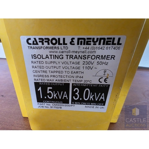 Carroll & Meynell 110v Isolating Transformer, Made in UK, Yellow Colour ...