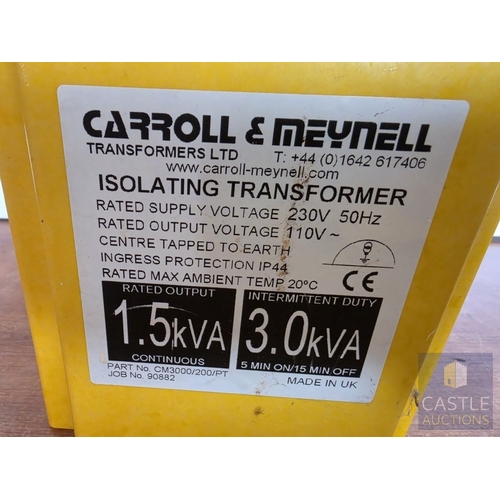 Carroll & Meynell 110v Isolating Transformer, Made in UK, Yellow Colour ...
