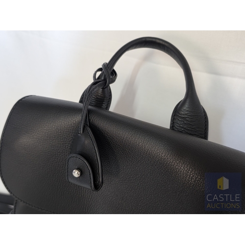 RALPH LAUREN Collection Black Leather Backpack, the soft-grain calfskin ...