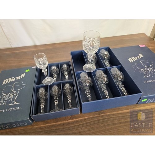 2 x Boxes of 6 'Mirell' Bohemia Crystal Glasses; Cordial / Liqueur ...