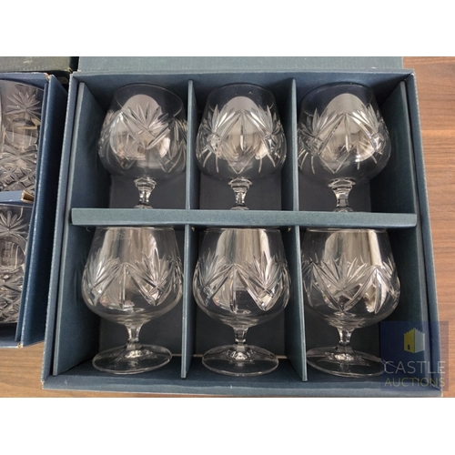 2 x Boxes of 6 'Mirell' Bohemia Crystal Glasses; Old Fashioned Whisky ...