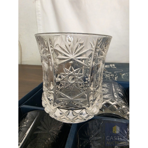 2 x Boxes of 6 'Mirell' Bohemia Crystal Glasses; Old Fashioned Whisky ...