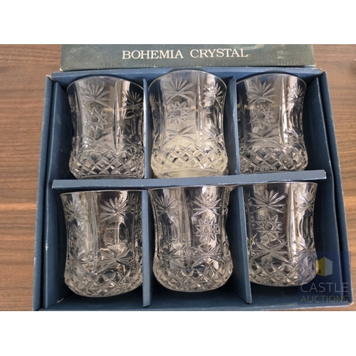 2 x Boxes of 6 'Mirell' Bohemia Crystal Glasses; Old Fashioned Whisky ...