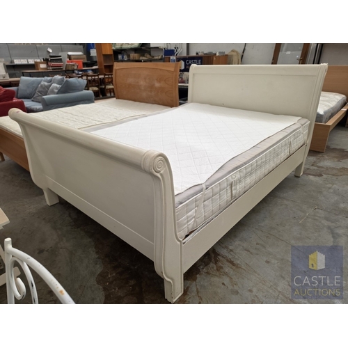 White Finish King Size Sleigh Bed, Together with IKEA 'Hyllestad ...