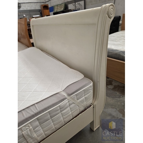 White Finish King Size Sleigh Bed, Together with IKEA 'Hyllestad ...