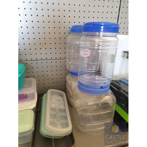 3 x Collapsible Crates Together With An Assortment Of Plastic Storage ...