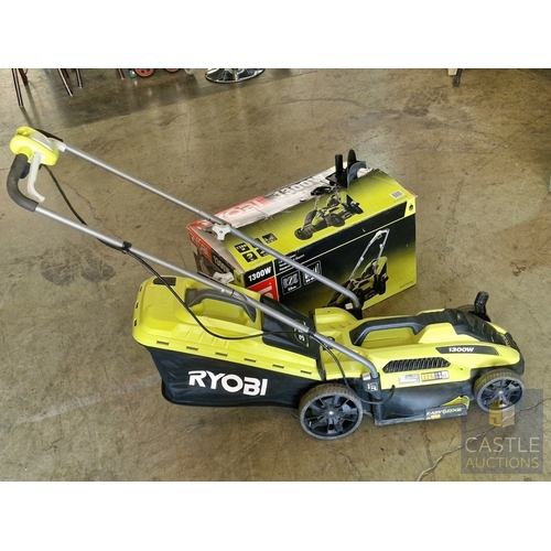 RYOBI RLM13E33S Electric Lawn Mower Featuring a 1300W Motor, Inc. Grass ...