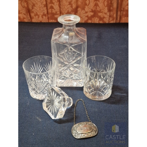 Vintage Whisky Decanter Set; Small Square Decanter with 2x Matching ...