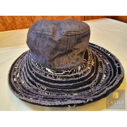 CHANEL Denim and Printed Cotton Wide- Brim Sun Hat, Resort/Cruise ...