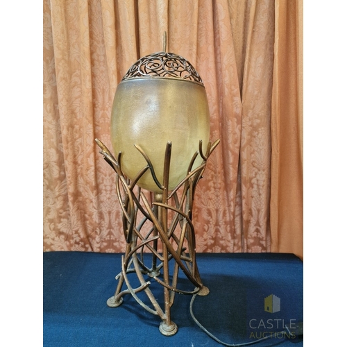 'Egg in a Nest' Contemporary Decorative Table Lamp with Frosted Glass ...