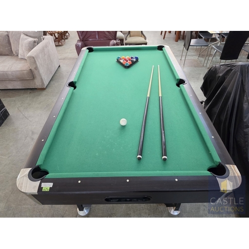 Modern 8ft American-Style Pool Table, Black Finish with Chrome Effect ...