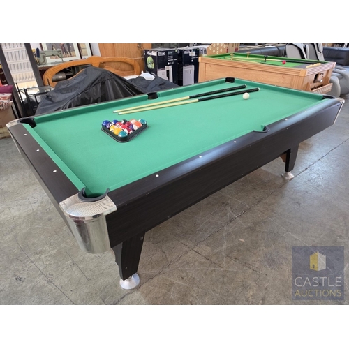 Modern 8ft American-Style Pool Table, Black Finish with Chrome Effect ...