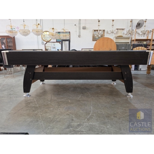 Modern 8ft American-Style Pool Table, Black Finish with Chrome Effect ...