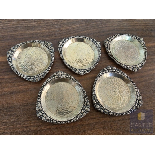 Beautiful matching set of five handmade Indonesian silver (.600) dishes ...