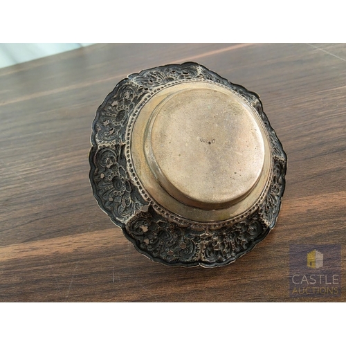 Beautiful handmade Indonesian silver (.600) decorative dish with richly ...