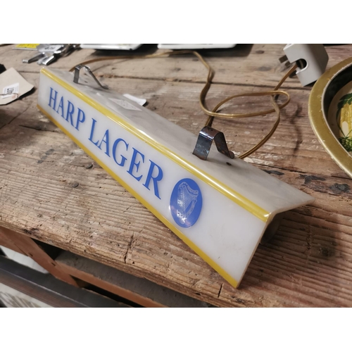 Harp Lager light up Perspex shelf advertising sign { 6cm H X 36xm W X ...