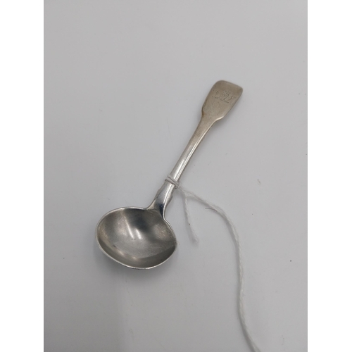 Irish Georgian silver mustard spoon of fiddle pattern form, engraved ...