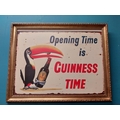 Opening time is Guinness time framed tinplate advertising sign {62cm H ...