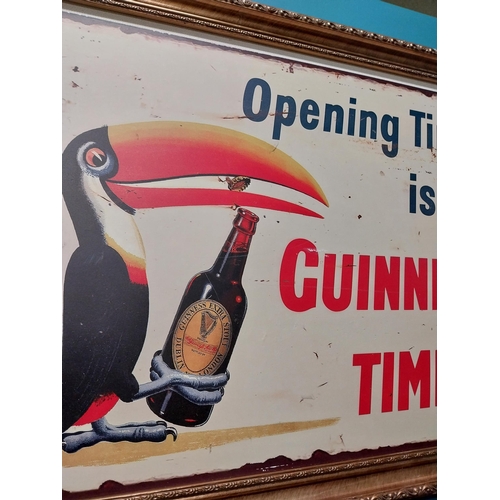 Opening time is Guinness time framed tinplate advertising sign {62cm H ...