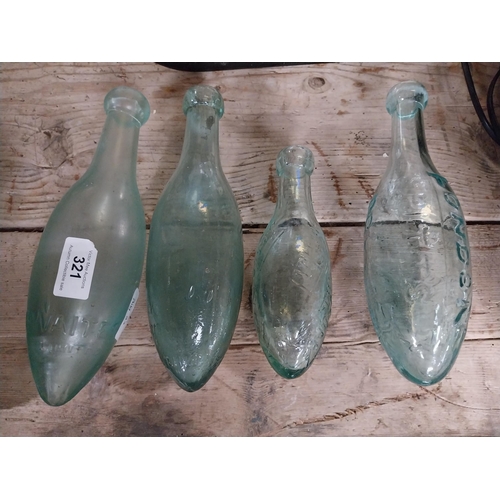 Four 19th C. glass torpedo bottles - Two R Thwaites, Parkinsons ...