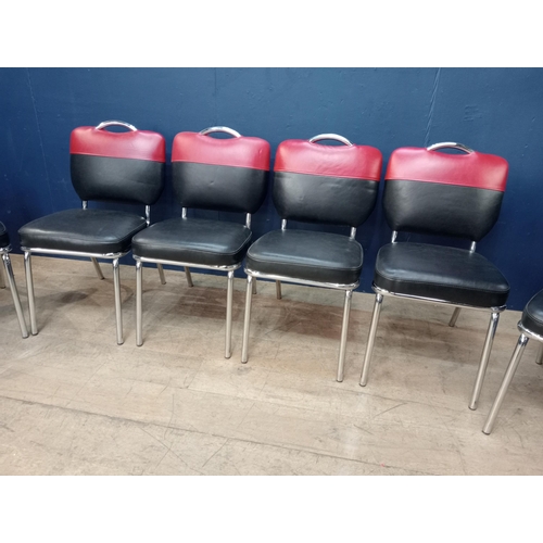 Set of six chrome Retro American style dining chairs. { 85cm H X 44cm W ...