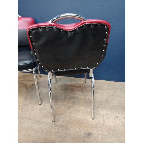 Set of six chrome Retro American style dining chairs. { 85cm H X 44cm W ...