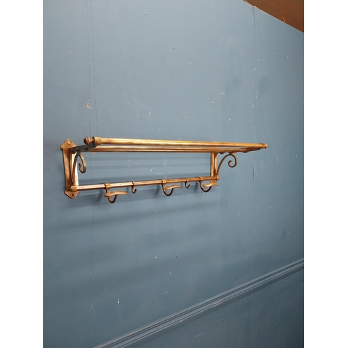 Early 20th C. wall mounted brass luggage rack. {20 cm H x 71 cm W x 27 ...