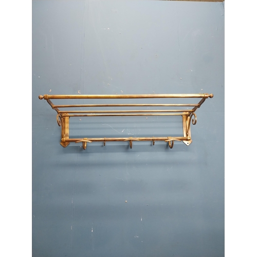 Early 20th C. wall mounted brass luggage rack. {20 cm H x 71 cm W x 27 ...
