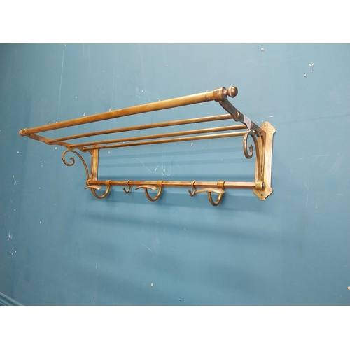 Early 20th C. wall mounted brass luggage rack. {20 cm H x 71 cm W x 27 ...