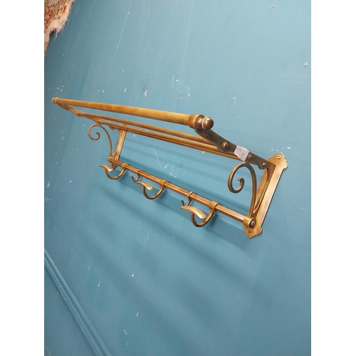 Early 20th C. wall mounted brass luggage rack. {20 cm H x 71 cm W x 27 ...