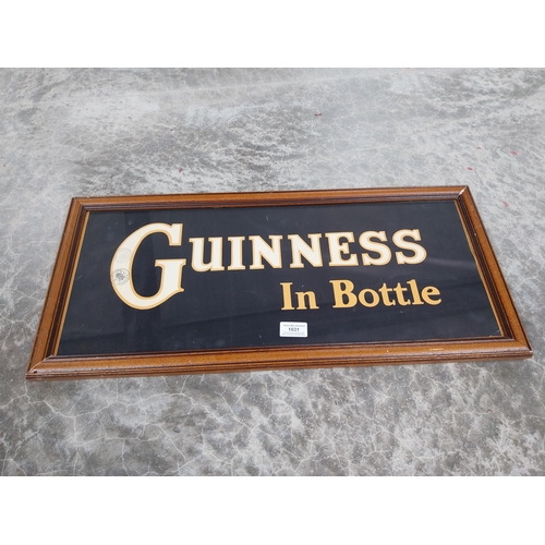 Framed enamel Guinness Stout Label advertising sign. {75 cm H x 61 cm W}.