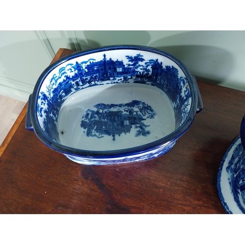Two good quality decorative blue and white ceramic foot baths {22 cm H ...