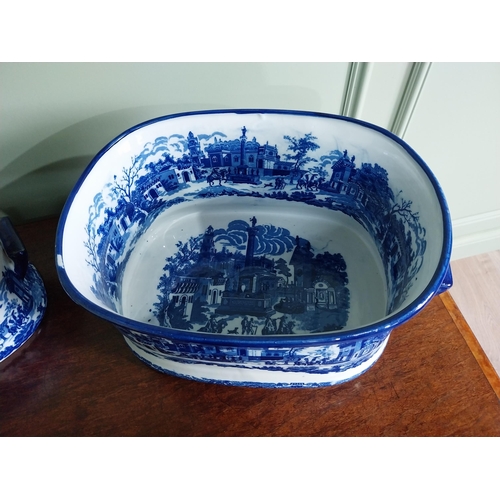 Two good quality decorative blue and white ceramic foot baths {22 cm H ...