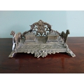 Edwardian decorative brass desk ink well stand decorated with Irish ...
