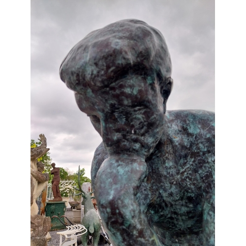Exceptional quality bronze sculpture 'The Thinking Man' {77 cm H x 35 ...
