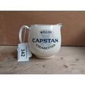 Wills's Capstan advertising water jug. {11 cm H x 16 cm Dia}.