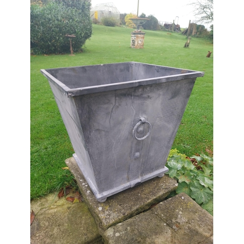 Pair of metal lead effect planters {50 cm H x 50 cm W x 50 cm D}.